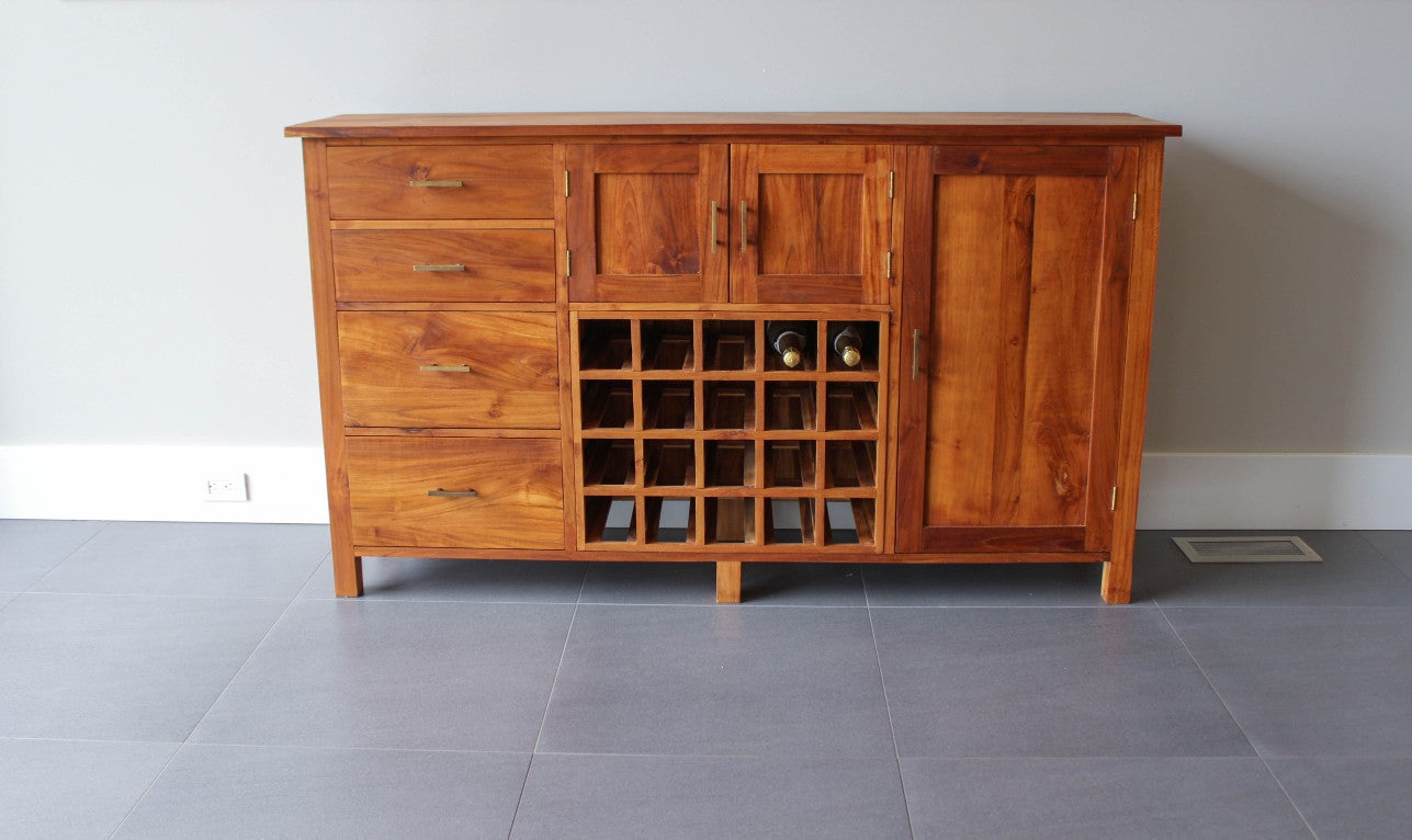 Buy Stylish Teak Wood Buffet / W Wine Rack | Teak Tree Vancouver – The ...